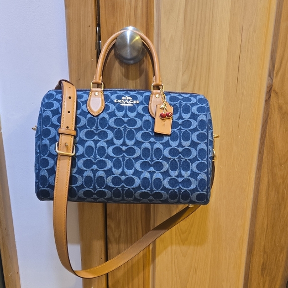 Coach | Bags | Coach Denim Blue And Tan Satchel | Poshmark